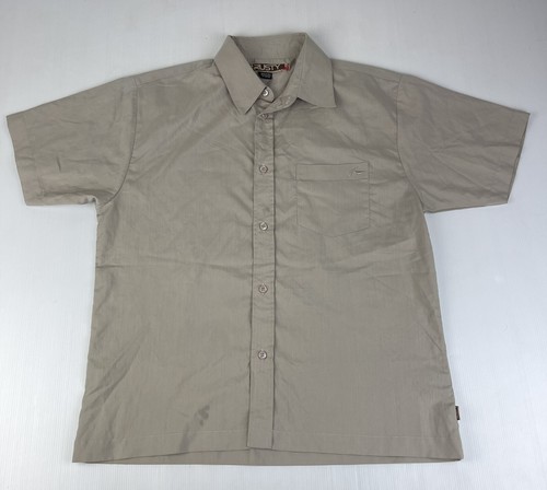 RUSTY Boy’s Teen Shirt Button Up Short Sleeve Size 14 Beige / Taupe ...