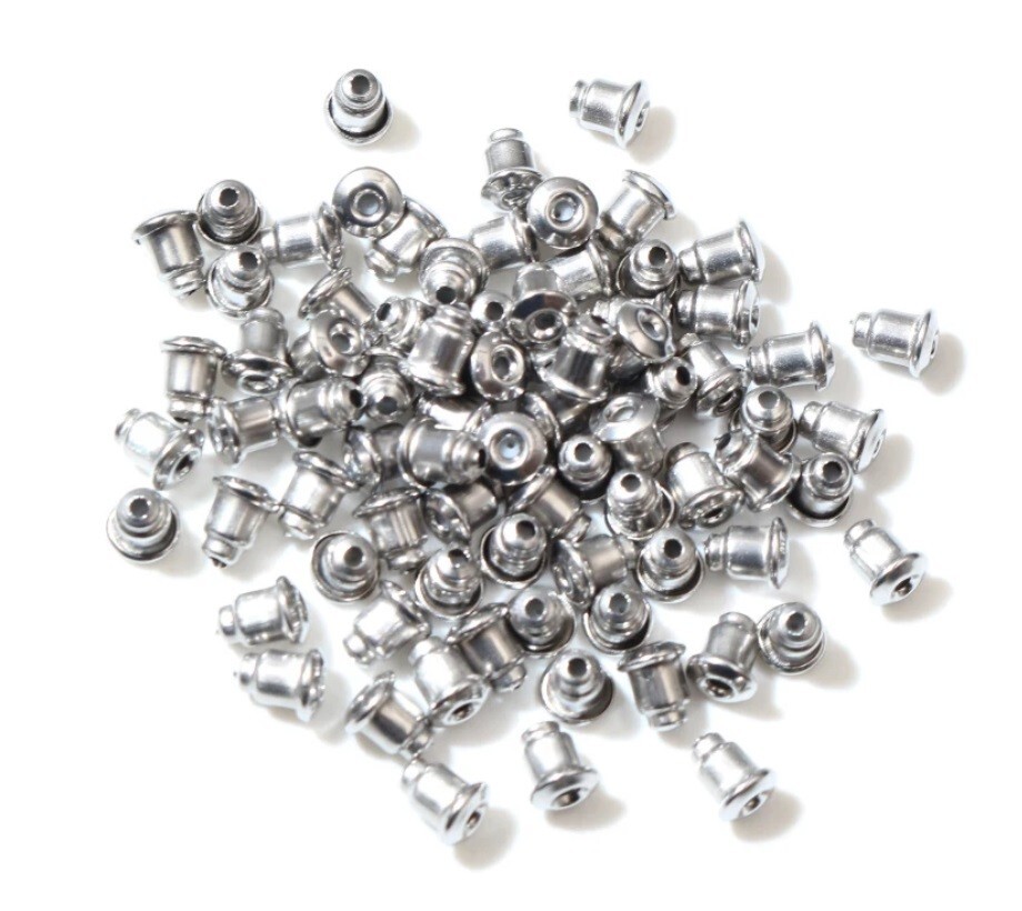 100 pcs 304 Stainless Steel Earring Stoppers Backs - 6mm x 5mm - Bullet ...