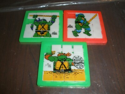3 VINTAGE TEENAGE MUTANT NINJA TURTLES SLIDE PUZZLES MIRAGE STUDIOS | eBay