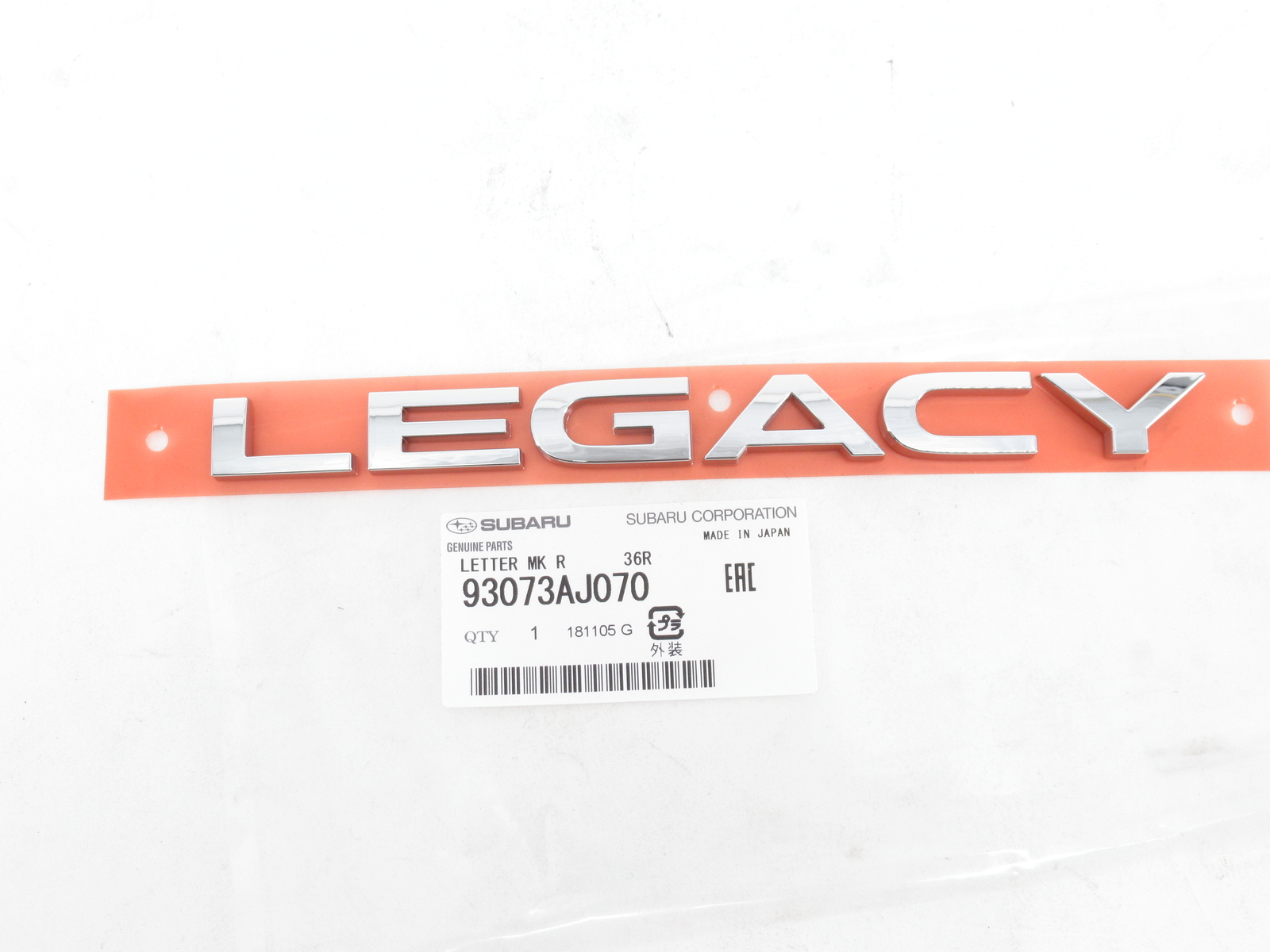 Genuine OEM Subaru 93073AJ070 Trunk Lid Emblem Nameplate Rear 2010-2014 ...