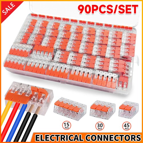 90PCS For Wago 211 Electrical Connectors Wire Block Clamp Terminal ...
