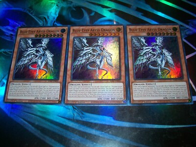 3x Blue-Eyes Abyss Dragon 1st Edition Super Rare RA01-EN017 Yu-Gi-Oh ...