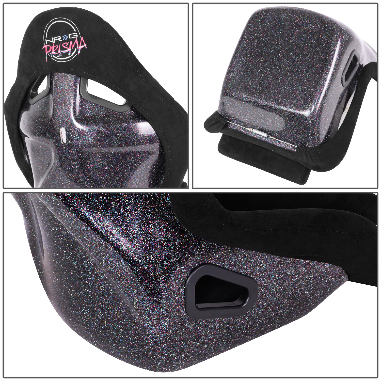 NRG Innovations Prisma Black Synthetic Suede Fixed Back Bucket Racing Seat Mini | eBay