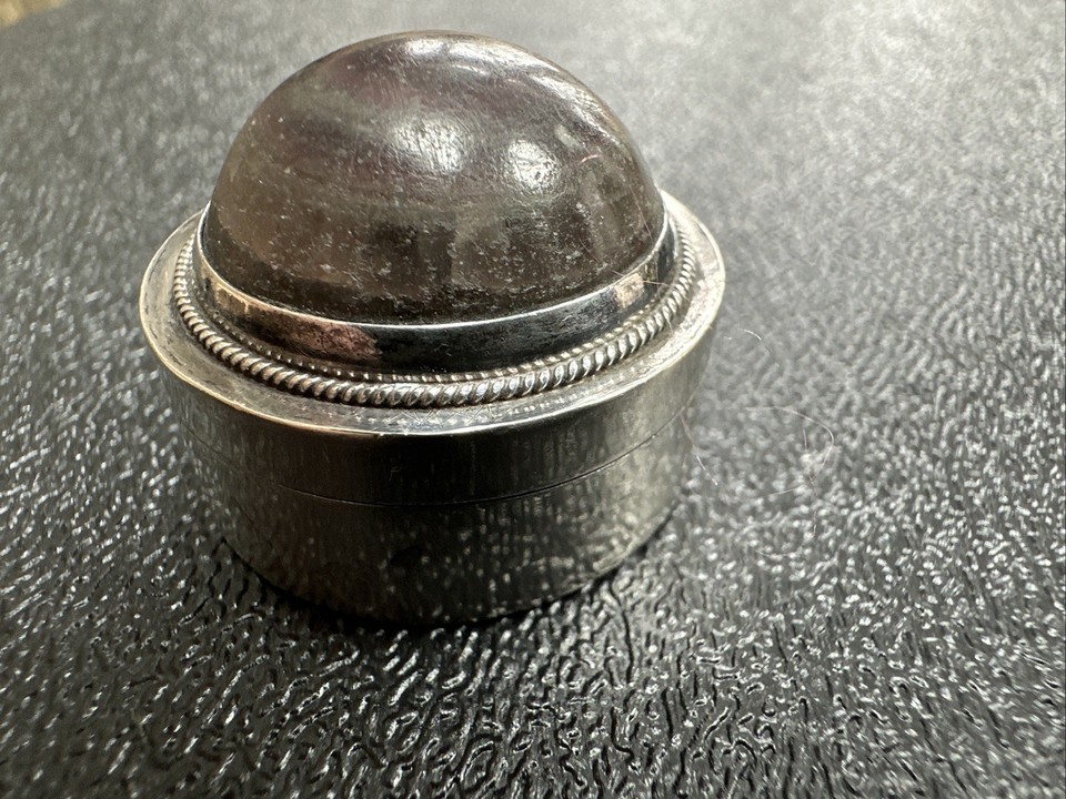 Vintage Sterling/Stone Pill Box Marked Hecho Pacheca | eBay