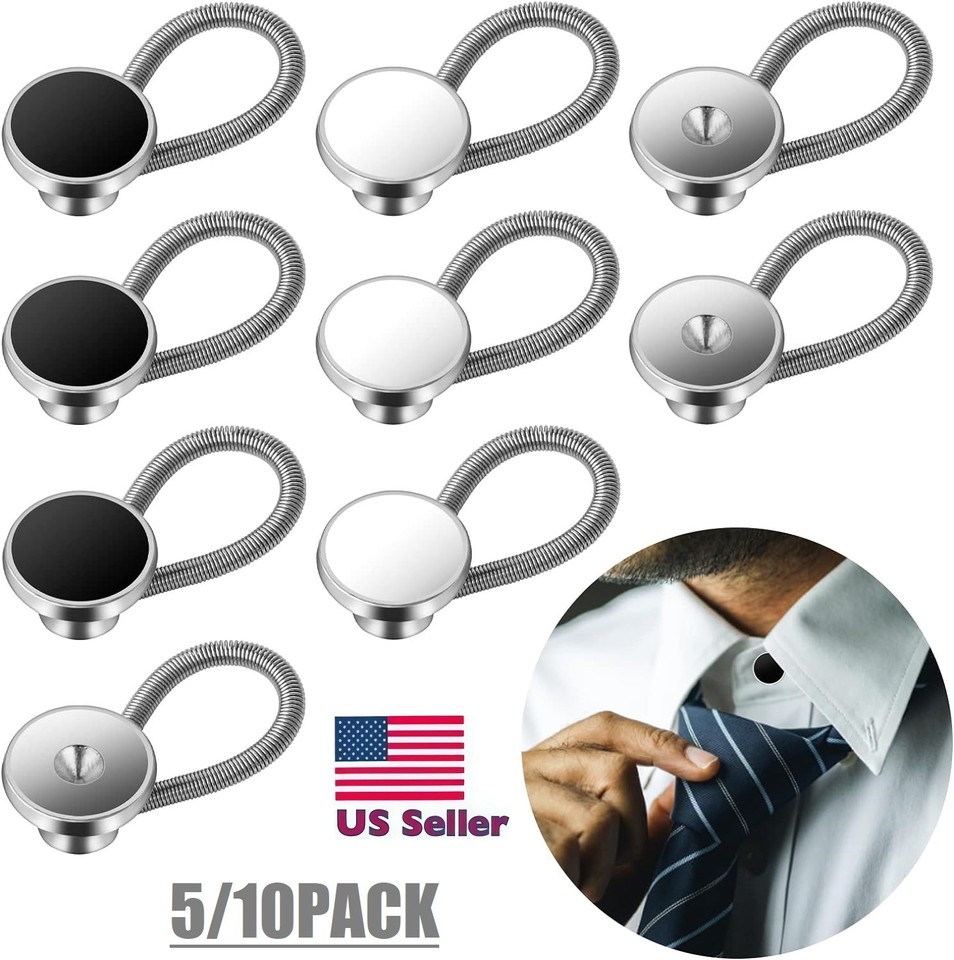 10× Collar Neck Extenders Shirt Elastic Button Extender for Men Women ...