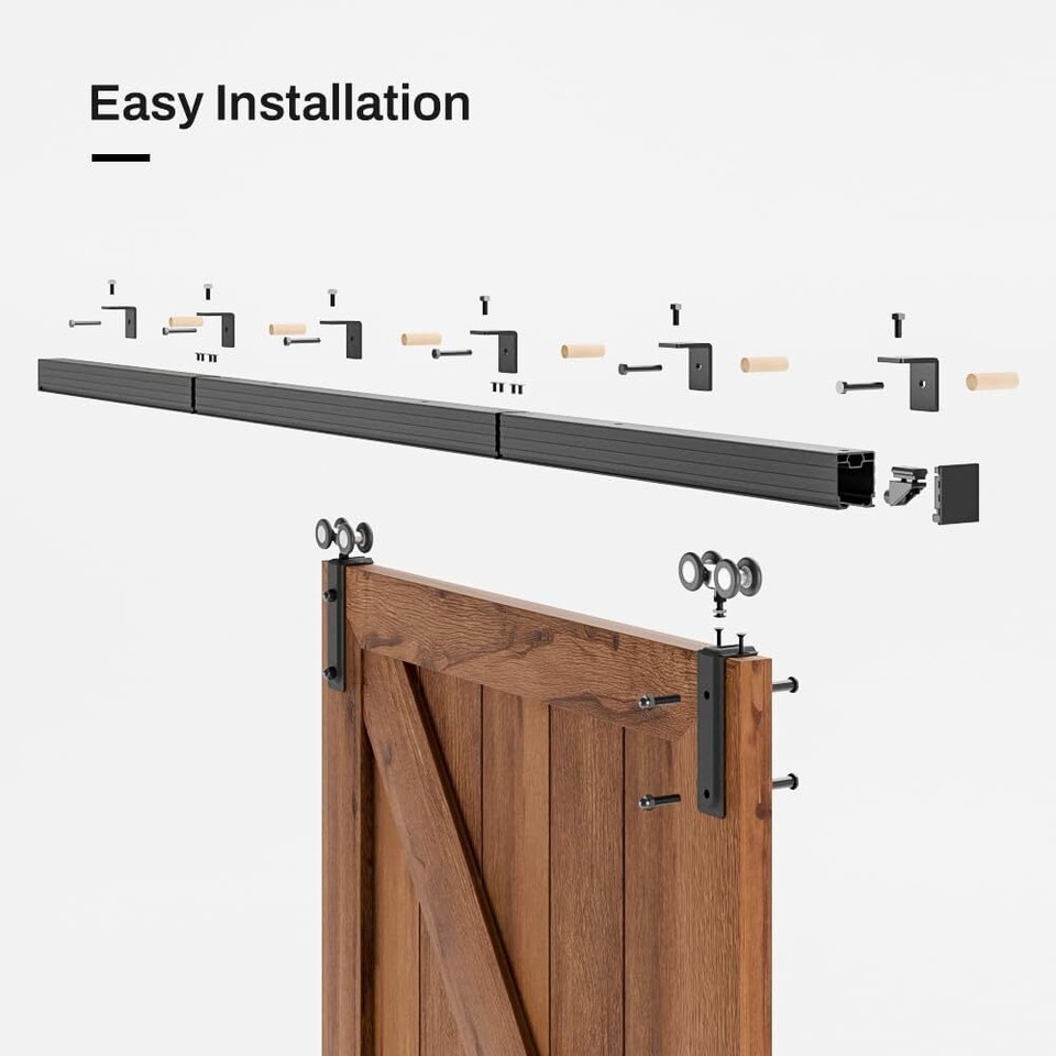 Box Rail Hardware Sliding Barn Door Track Aluminium Alloy Wall Mount ...