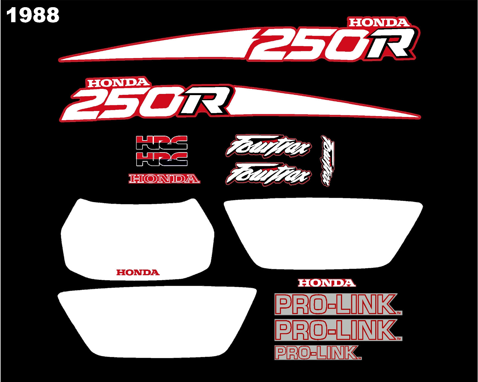1988 Honda Trx250r original style decal set, trx 250r 250r decals (SALE ...
