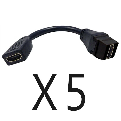 5 Pack - HDMI Keystone Wall Plate Insert Coupler Jack w/ 6" Pigtail ...
