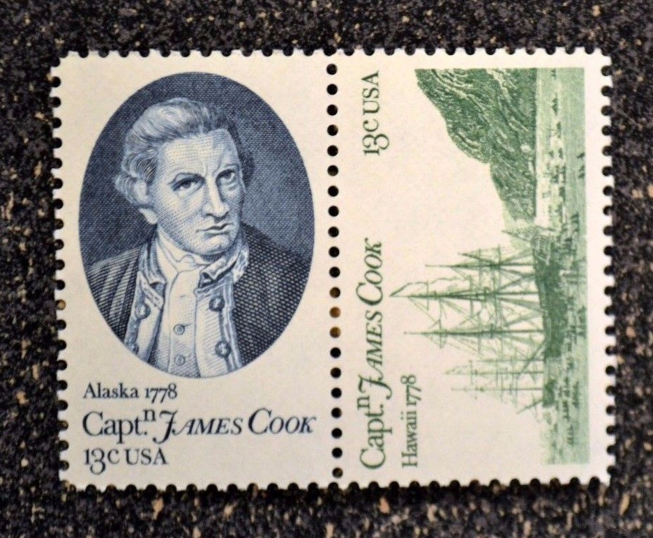 USA1978 #1732-1733 13c Captain James Cook Alaska Hawaii Pair Strip of 2 ...