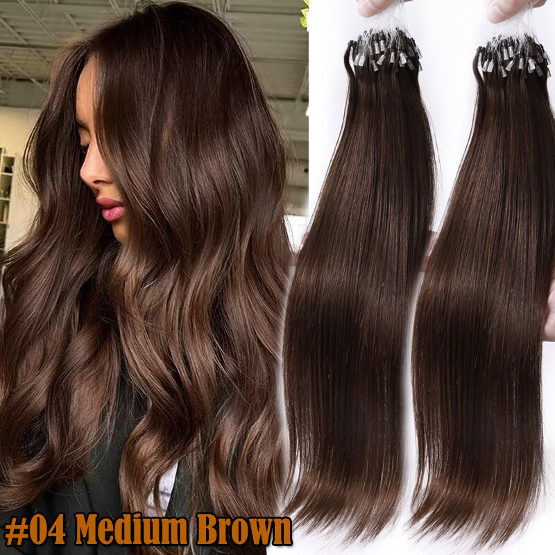 Micro Ring Loop Hair Extensions Micro Beads 100% Real Human Hair Link ...