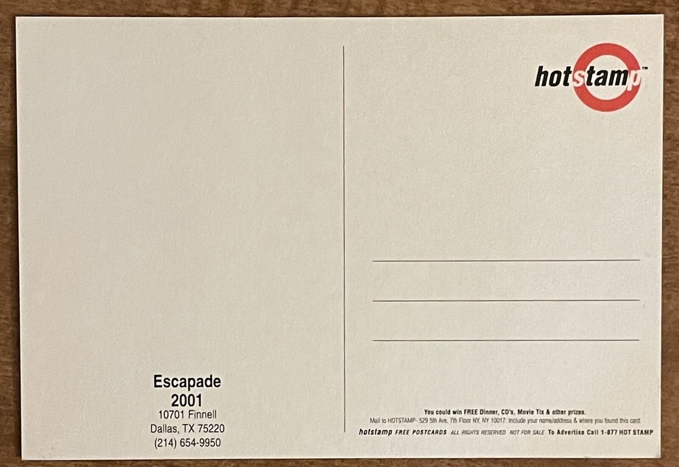 Escapade 2001 Dance Club, Dallas Texas TX, Advertising Postcard | eBay