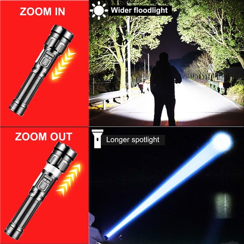 Super Lights Military Tactical LED Torch COB Flashlight Rechargeable ...