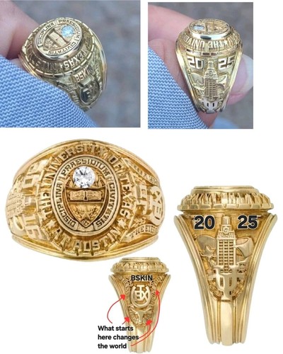 University Of Texas Austin Ring 14k Yellow Gold Plated Silver Simulated ...