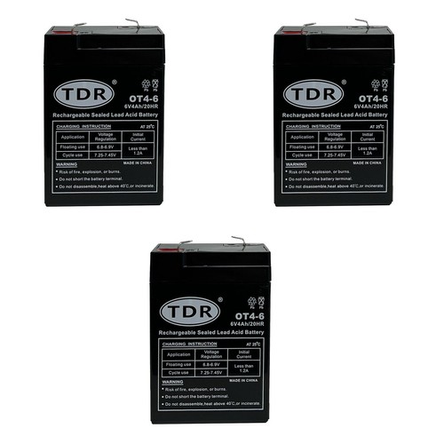 3x TDR OT4-6 6V 4Ah SLA Deep Cycle Battery for Backup & Main Power ...