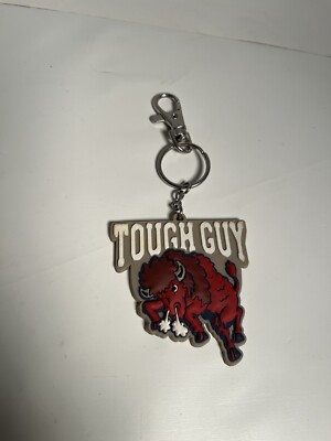 Tough Guy Keychain Buffalo Stampede Zipper Pull Red Rubber Metal Chain ...