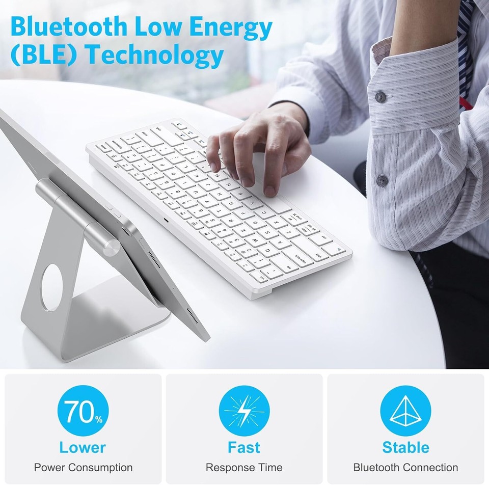 Wireless Bluetooth Keyboard Universal For Windows PC Mac iOS iPhone ...