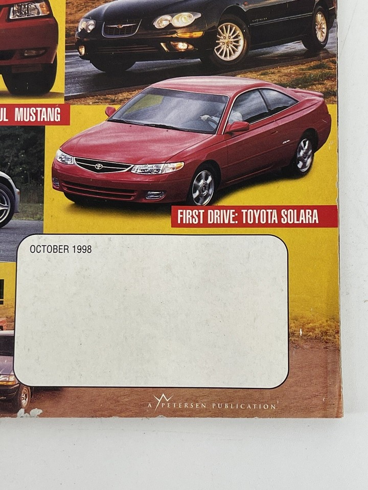 Motor Trend Magazine October 1998 1999 2000 New Cars Issue Mustang 4X4 ...