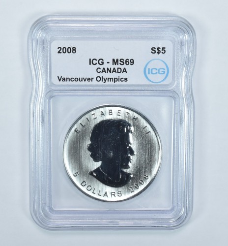 2008 Canada 5 Dollars Silver Maple Leaf Vancouver Olympics MS69 ICG ...