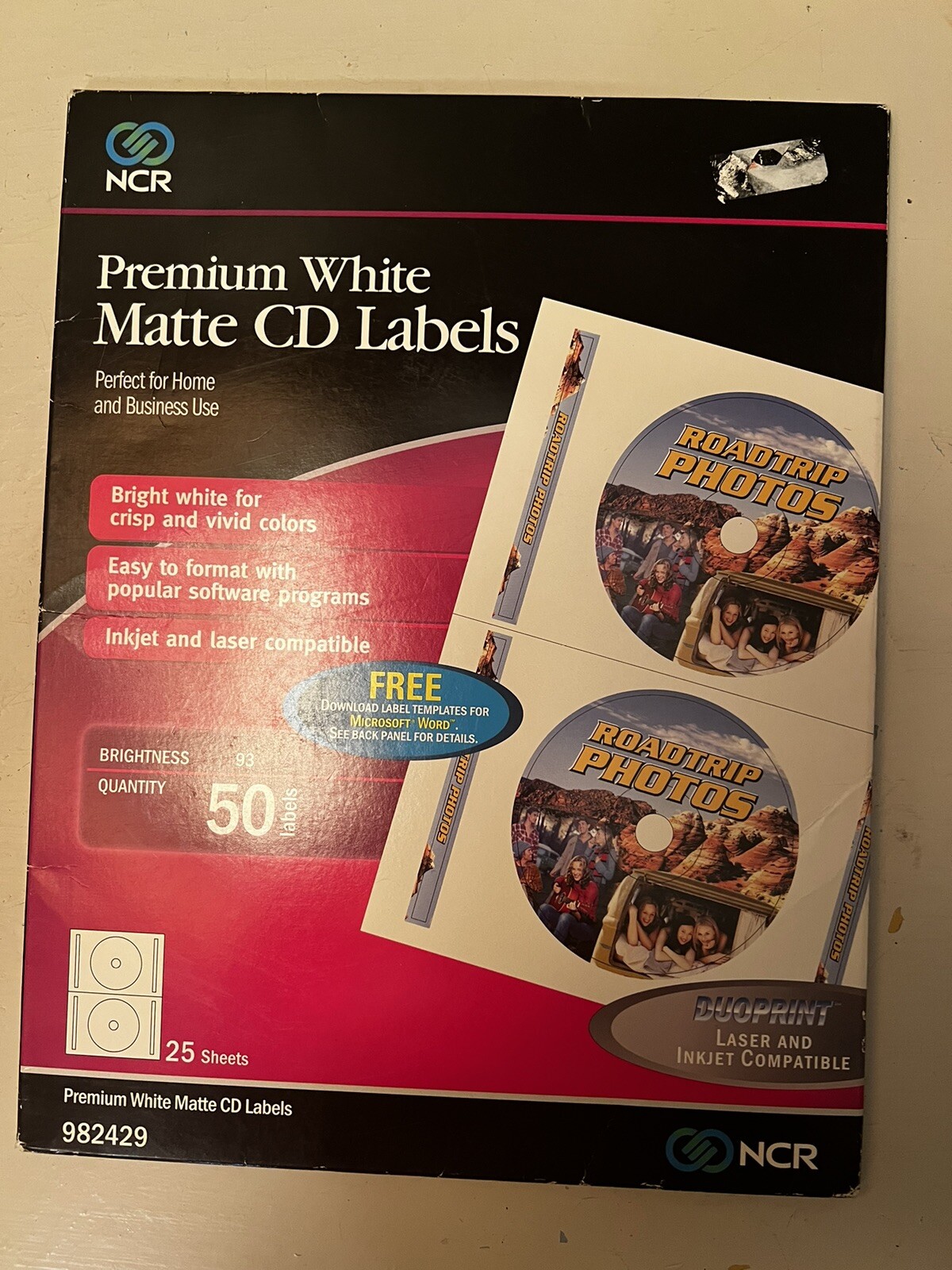 NCR Premium White Matte CD Labels 904067 Laser Inkjet Printer Easy ...