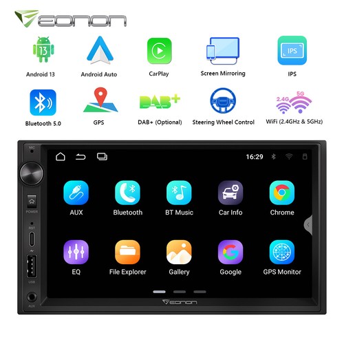 Eonon 7" indash Double 2DIN Android 13 Car Stereo Radio GPS CarPlay WiFi USB RDS | eBay