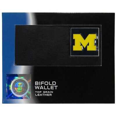 Michigan Wolverines Leather Bi-fold Wallet with gift box | eBay
