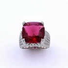 Solid 925 Silver Luxury Red 26.23 Carat Crystal Zircon Engagement ...