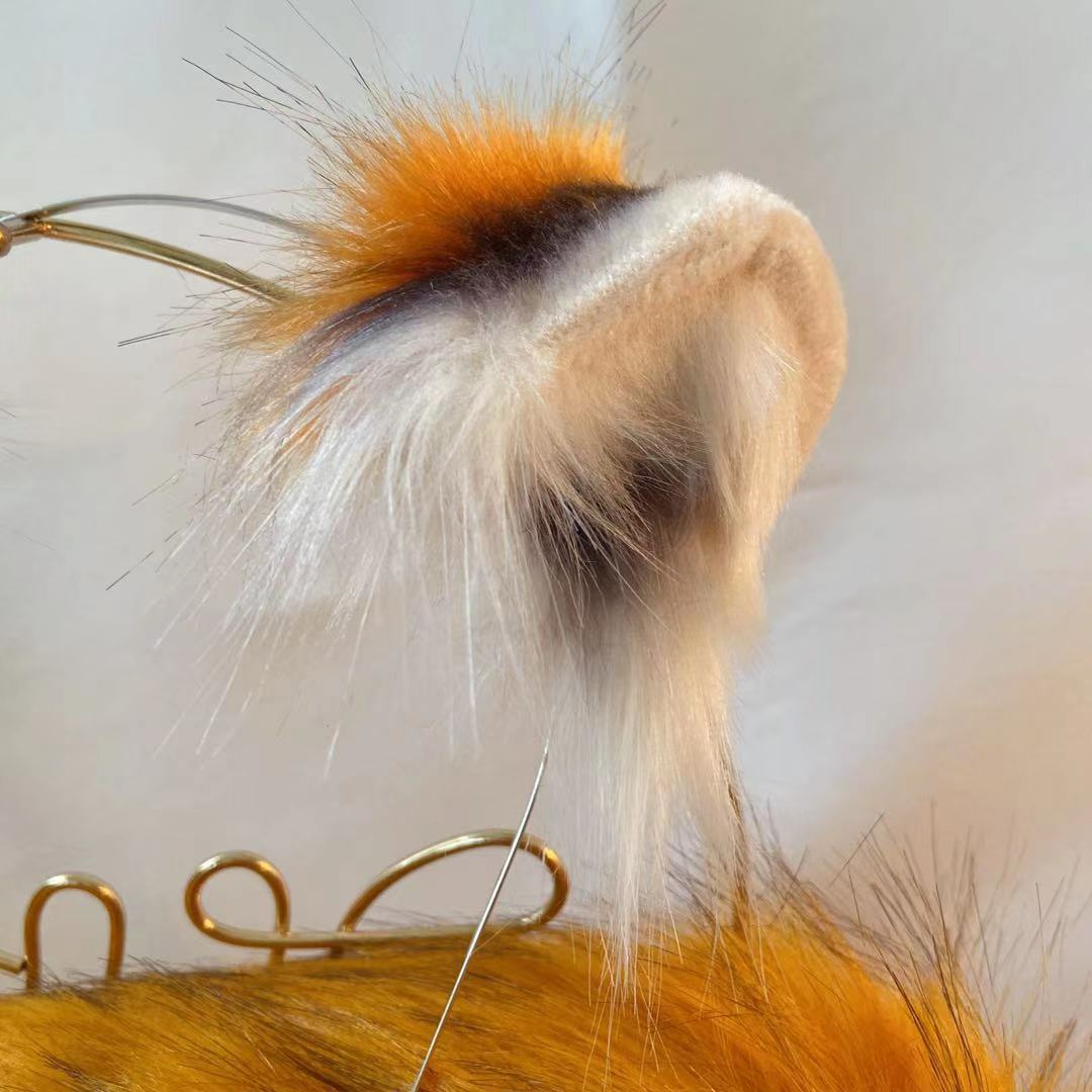 Red Panda Ear KC Simulation Animal Tail Wolf Cat Fox Ear HairBand ...