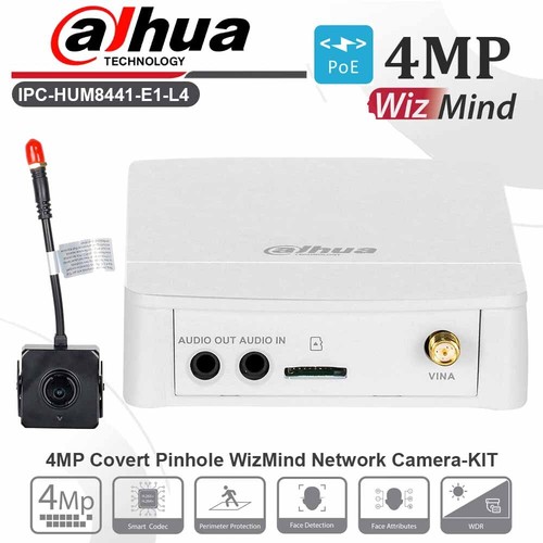 Dahua IPC-HUM8441-E1-L4 4MP Covert Pinhole Audio Network PoE IP WizMind ...