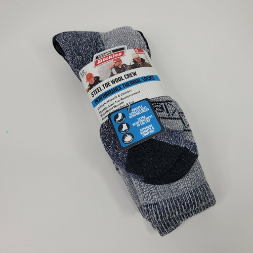 Genuine Dickies Socks Men SZ 6-12 Steel Toe Wool Crew 2 pairs Black ...