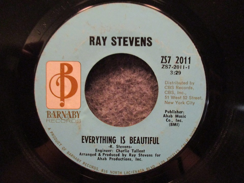 45 RPM 7" Record Ray Stevens Everything Is Beautiful & A Brighter Day ...