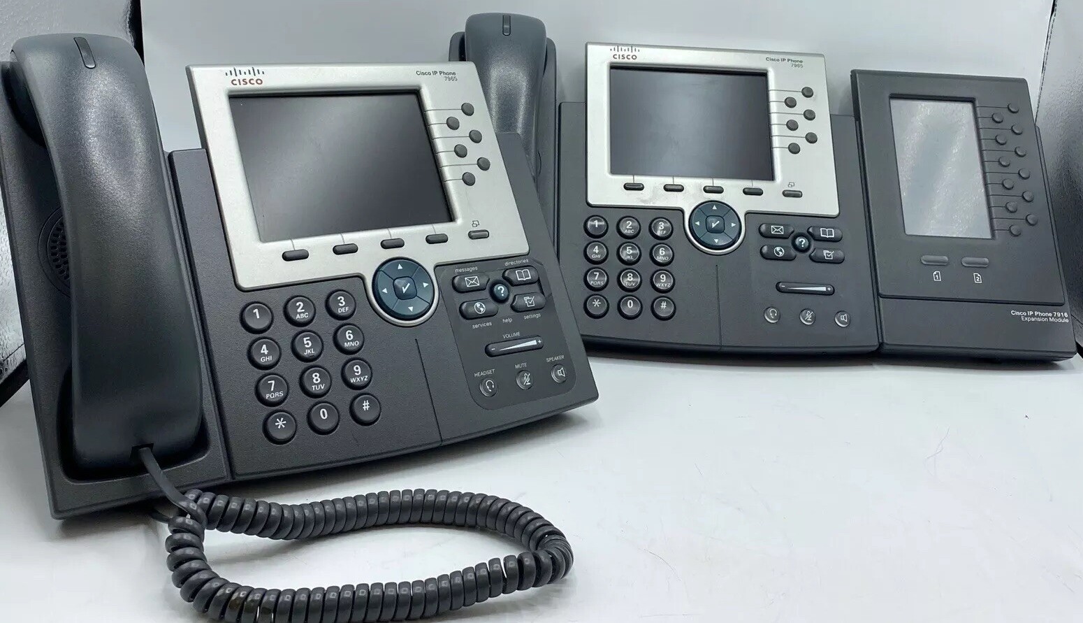 (LOT OF 2) CISCO CP-7965 UNIFIED TELEPHONE IP HANDSET W/1, 7916 ...
