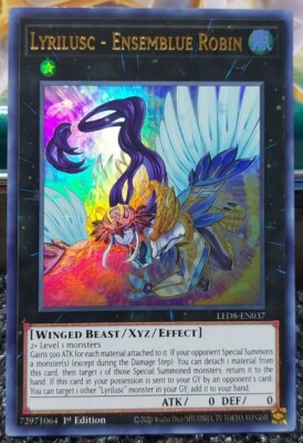 Yugioh Lyrilusc Ensemblue Robin 1st Edition Ultra Rare LEDS-EN037 Yu-Gi ...