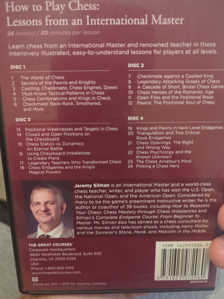 The Great Courses How to Play Chess 4-Disc Set DVD 2015 Jeremy Silman ...