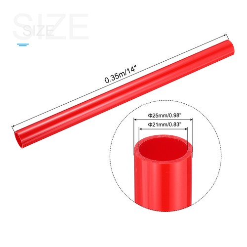 PVC Rigid Round Pipe 21mm ID 25mm OD 0.35m Red High Impact 639664009281 ...
