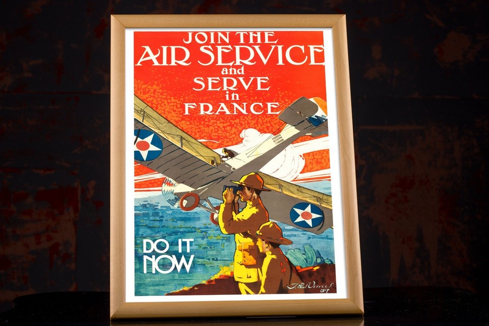 WW1 Aviation Propaganda Poster - Join The Air Service, Vintage ...