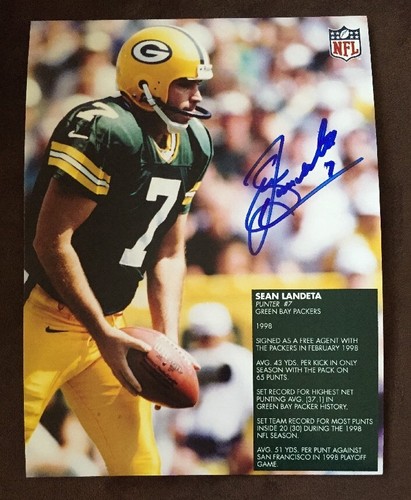 SEAN LANDETA NY GIANTS SUPER BOWL CHAMPION FUTURE H.O.F PUNTER GREEN ...