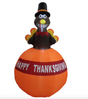 Inflatable Turkey Pumpkin 6-Foot Thanksgiving Yard Decor Holiday Large ...