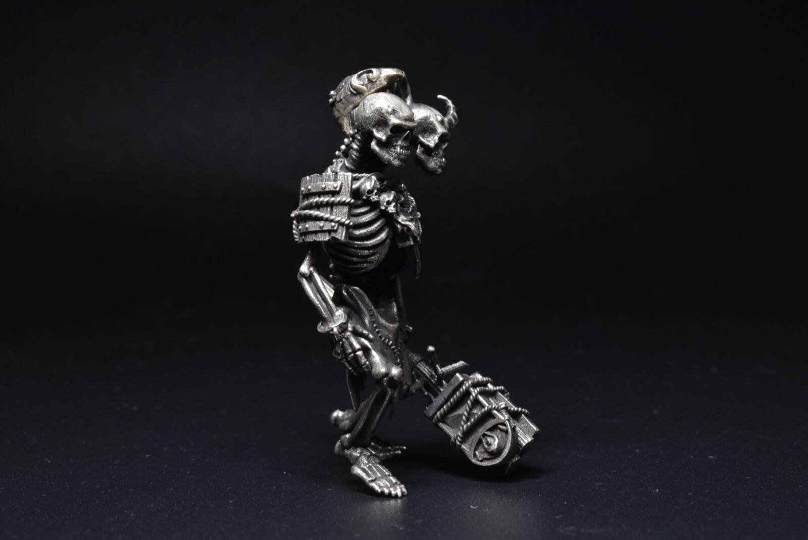 Sterling Silver Unique Double Heads Skull Skeleton Fi… - Gem