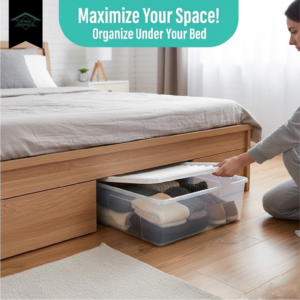 Set Of 5 Plastic Storage Box Boxes WITHOUT LIDS UK MADE Home Office ...
