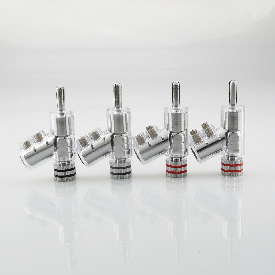 4Pcs Hi-End Rhodium Gold Plated Lock Speaker Cable Banana Plug ...
