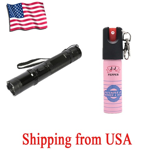 Black Stun Gun & Pepper Spray Pink Combo Women Self Defense | eBay