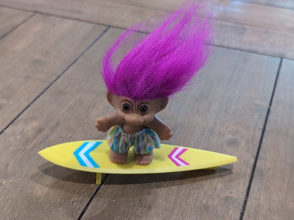 Vintage 1990s Russ 3" Troll Surfer Surf Board Action Figure Purple Hair ...