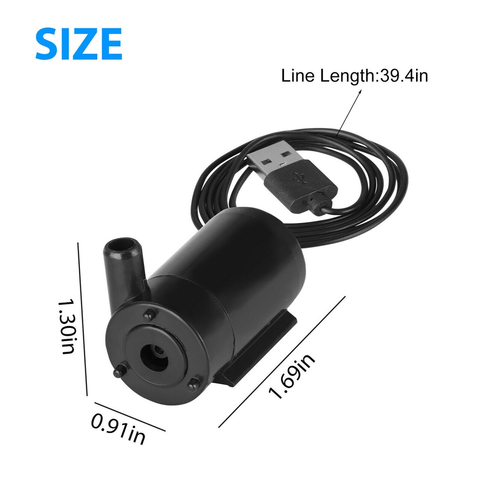 Mini Water Pump Mute Submersible USB 5V 1M Cable Garden Fountain Tool ...