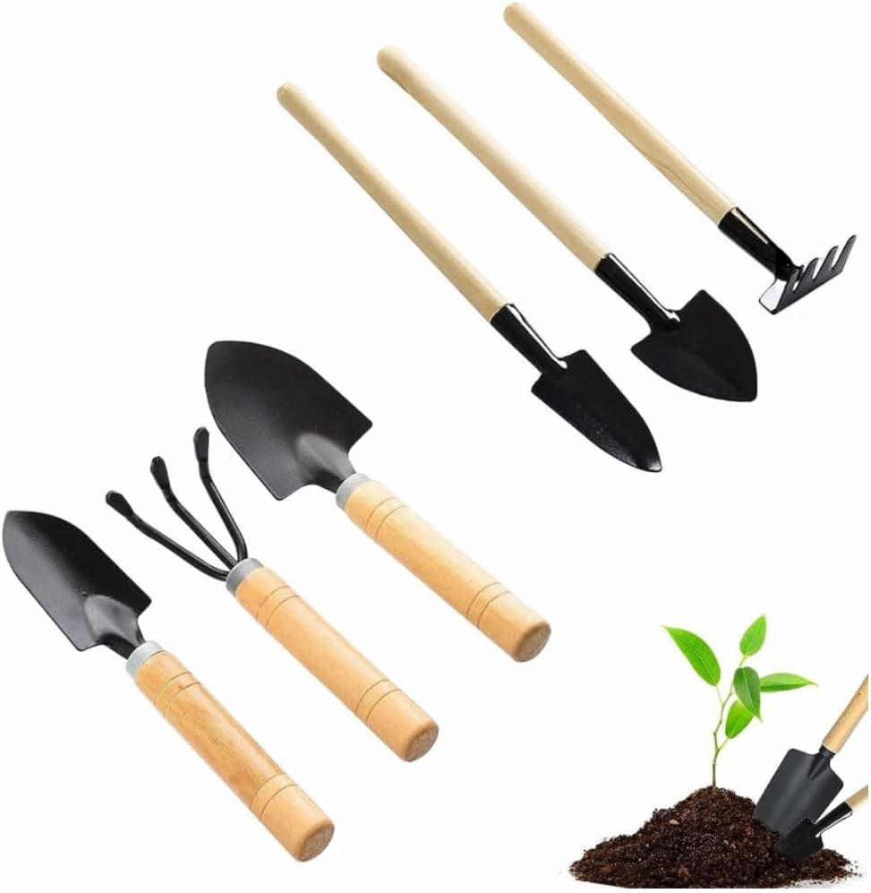 Gardening Tools Sets, Spade Shovel Rake, 6 Pieces Garden Tool Kit Mini ...
