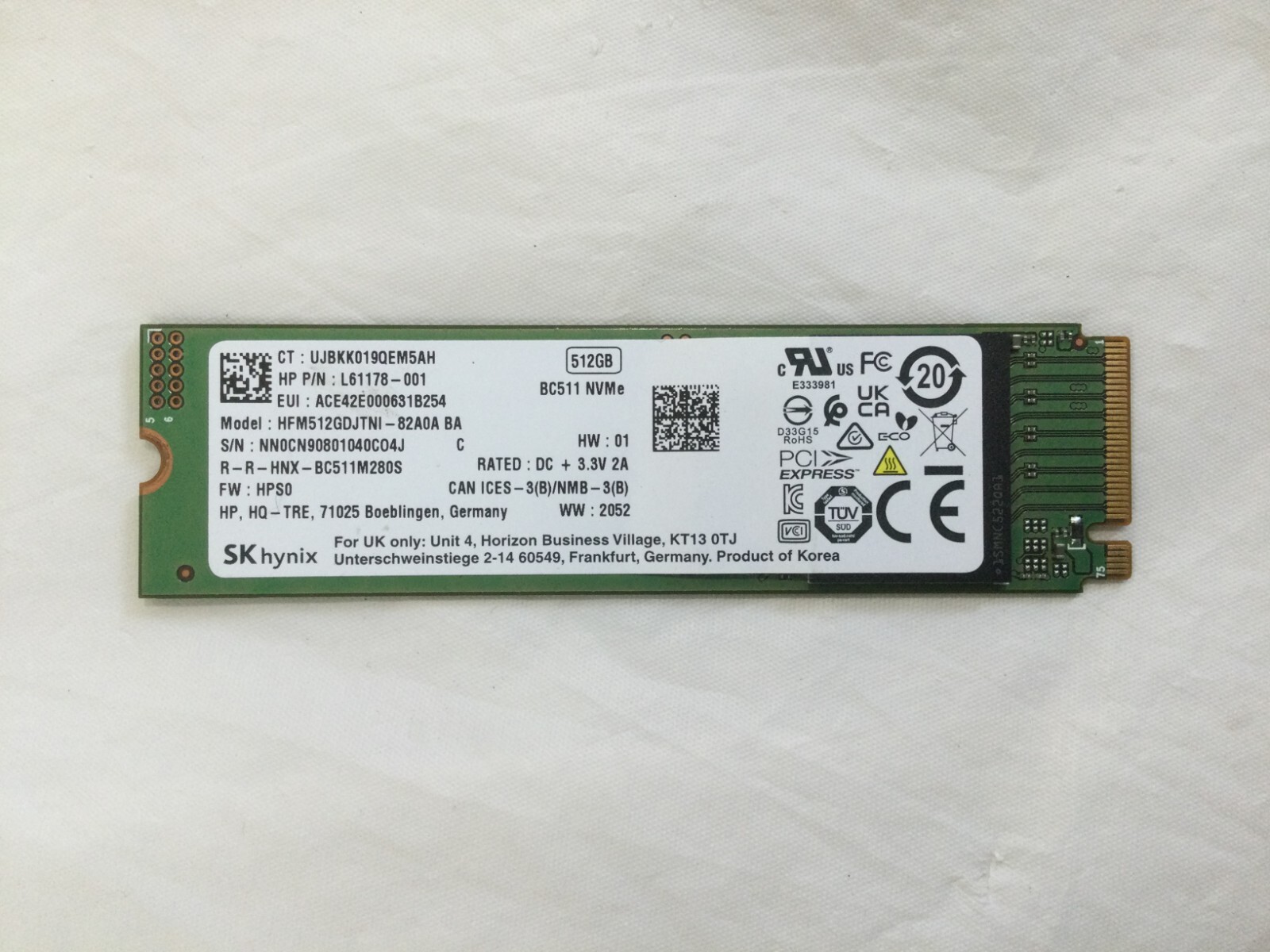 SK Hynix 512GB BC511 NVMe (HFM512GDJTNI-82A0A) | eBay