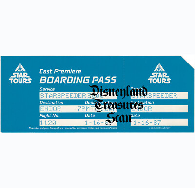 Disneyland Unused Cast Member STAR TOURS Premiere Party Boarding Pass ...