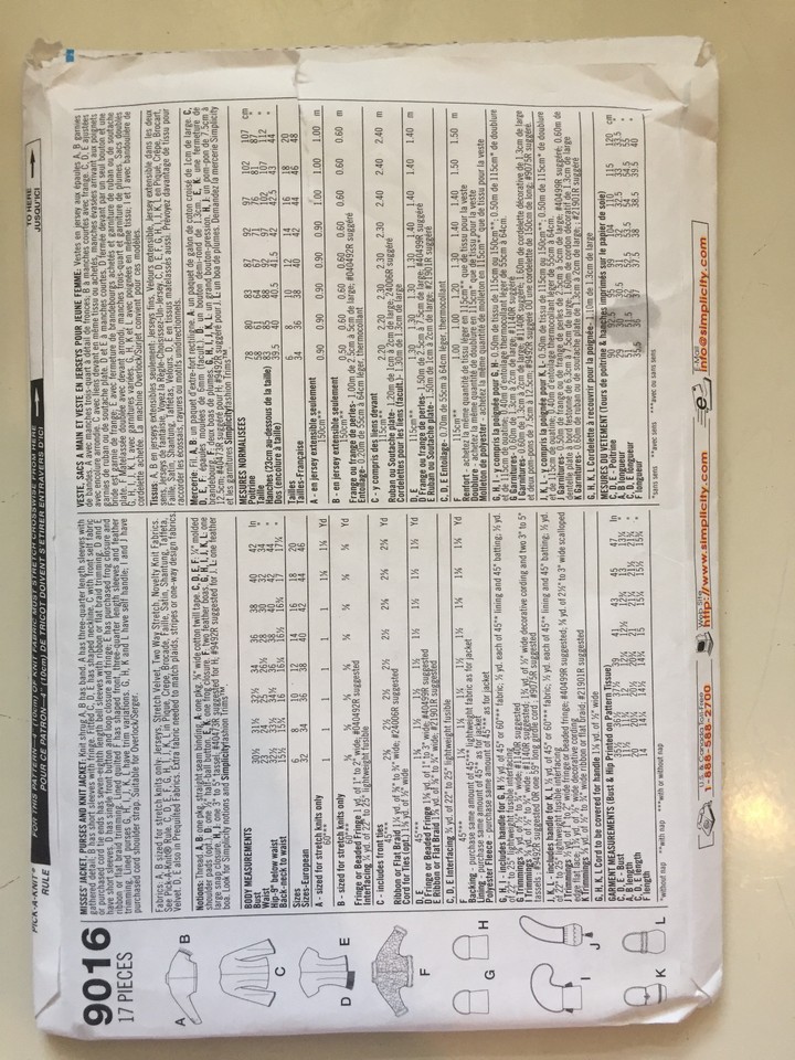 Simplicity Pattern 9016 Women's Jacket Purses and Knit Jacket Size 6 8 ...