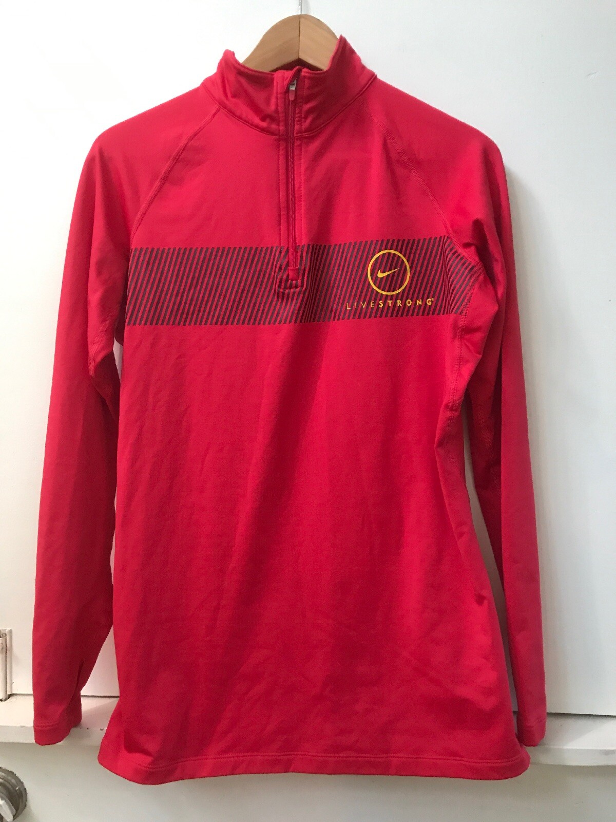 Nike Livestrong Pro Combat 1/4 Zip Pink Red Top Compression Women's L ...