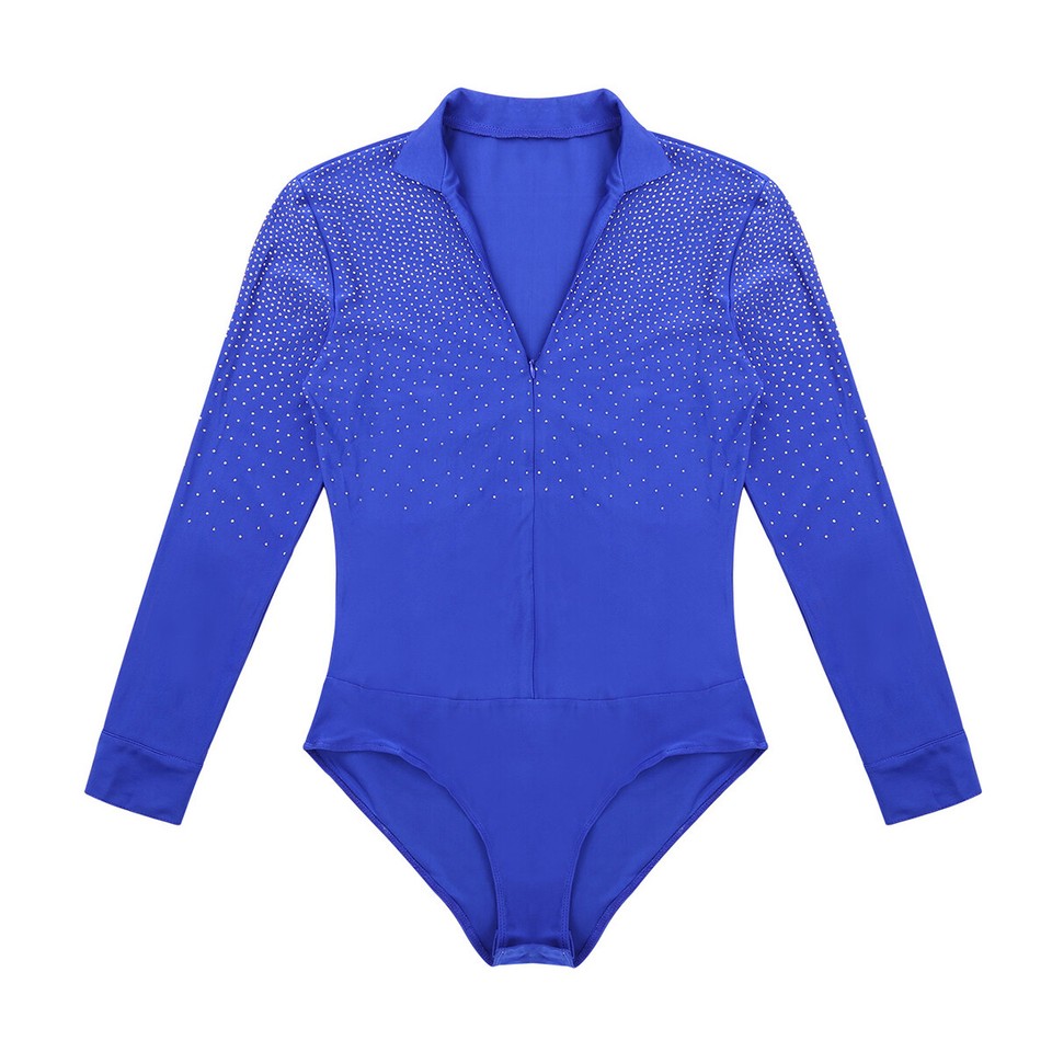 FEESHOW Herren Langarm Hemd glänzend Strass Latein Rumba Tanz Shirt Top ...