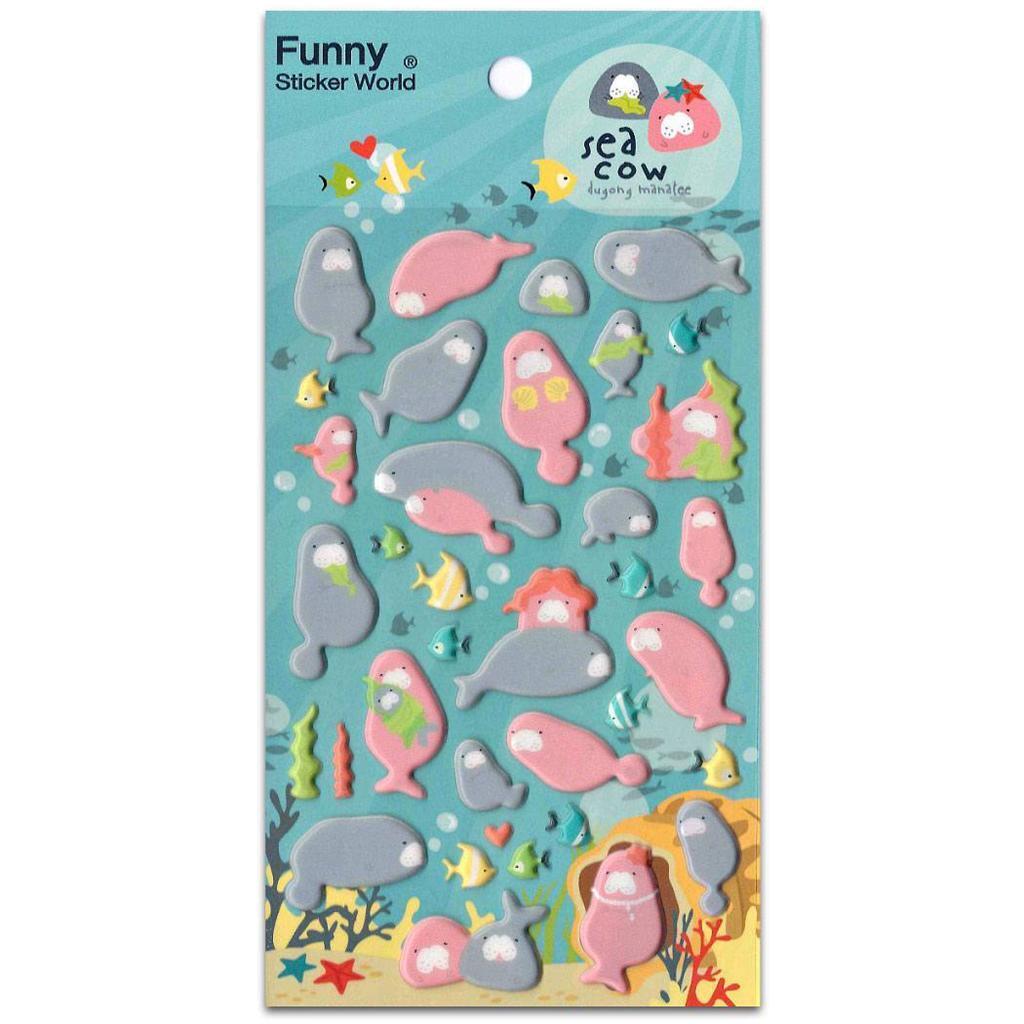CUTE SEA COW STICKERS Manatee Marine Life Puffy Sticker Sheet Craft ...